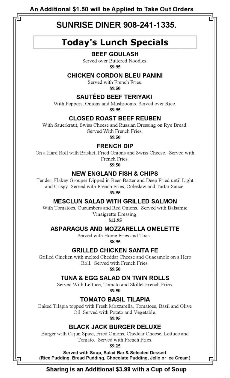 LUNCH MENU TUESDAY111 page 001 Sunrise Diner